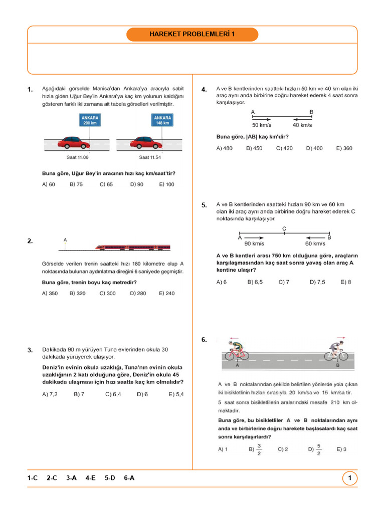 Hareket Problemleri̇ 1 | PDF
