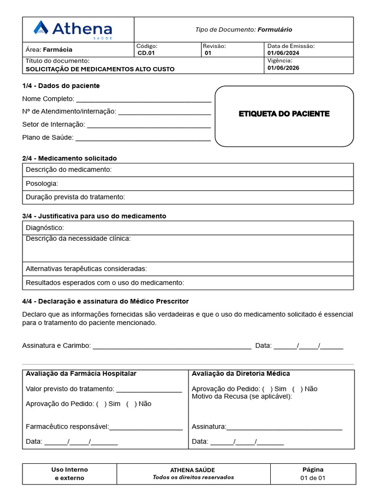 Solicitação de Medicamentos de Alto Custo | PDF
