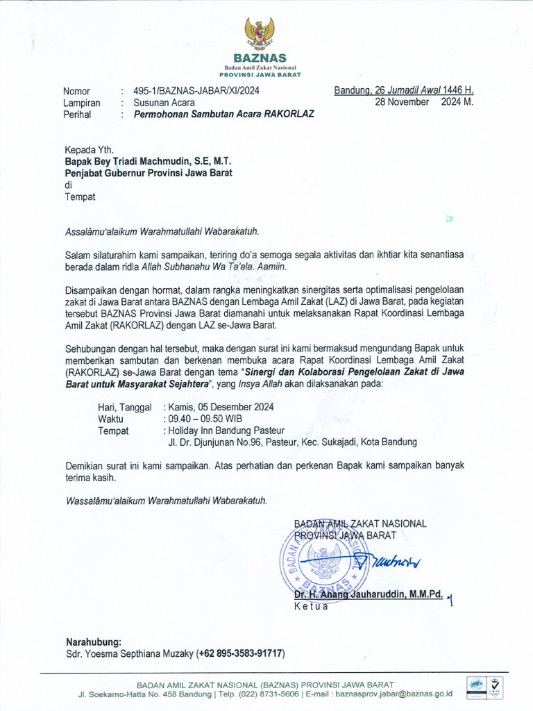 495-1 PJ Gubernur Jabar - Permohonan Sambutan Dan Membuka Acara ...