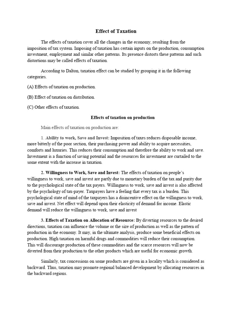 Effect of Taxation | PDF | Taxes | Income Distribution