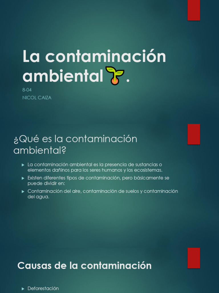 Presentación De La Contaminación Ambiental Pdf Contaminación