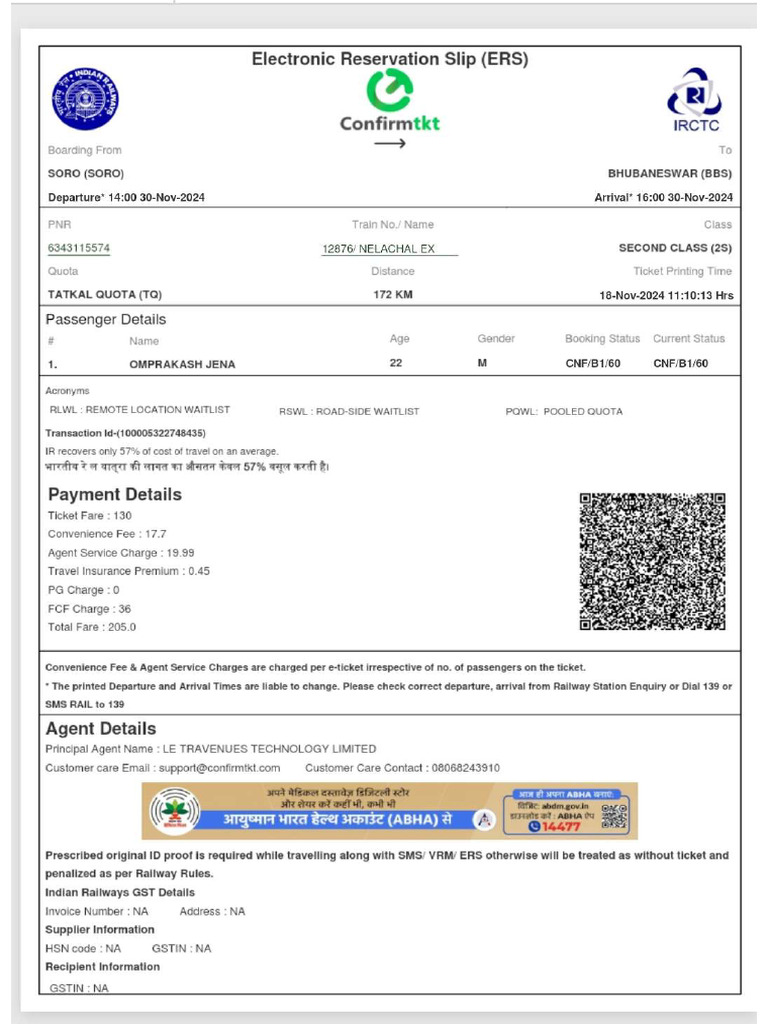 Railway Ticket or Train Ticket | PDF