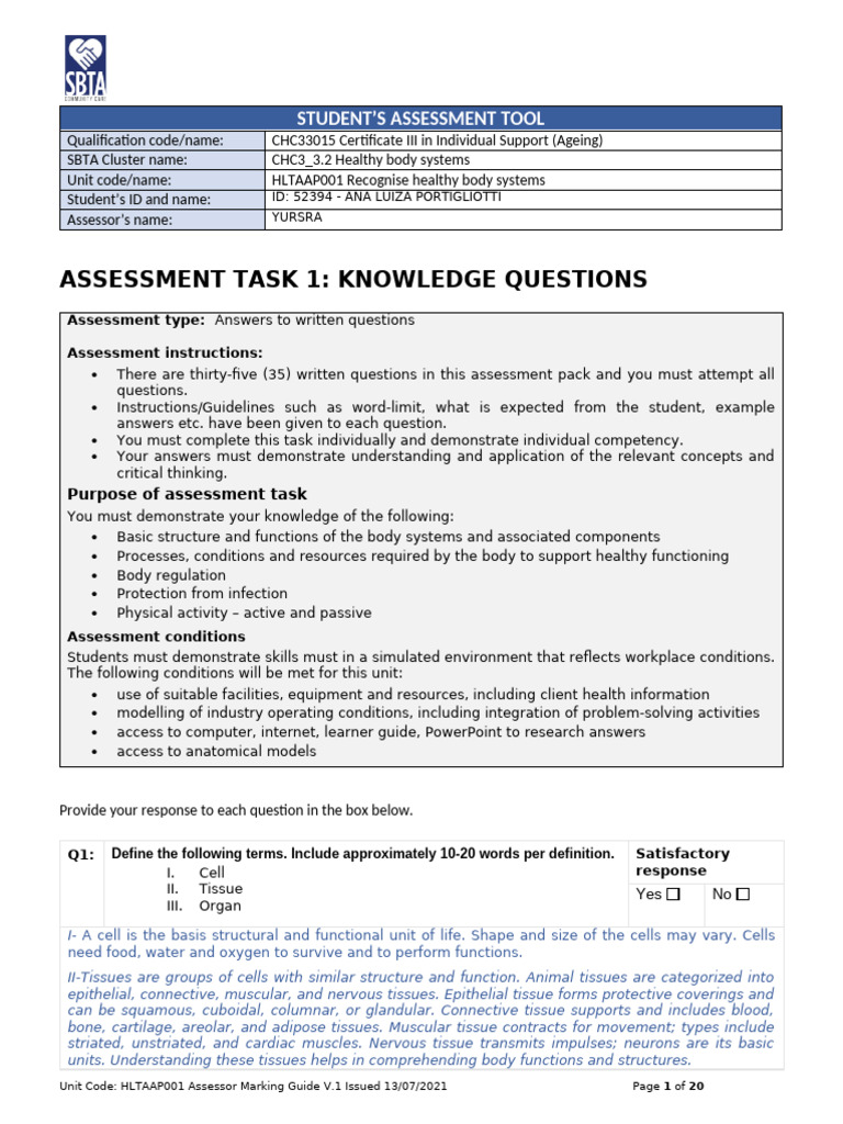 CHC3 Assessment: Healthy Body Systems | PDF | Respiratory Tract | Lung