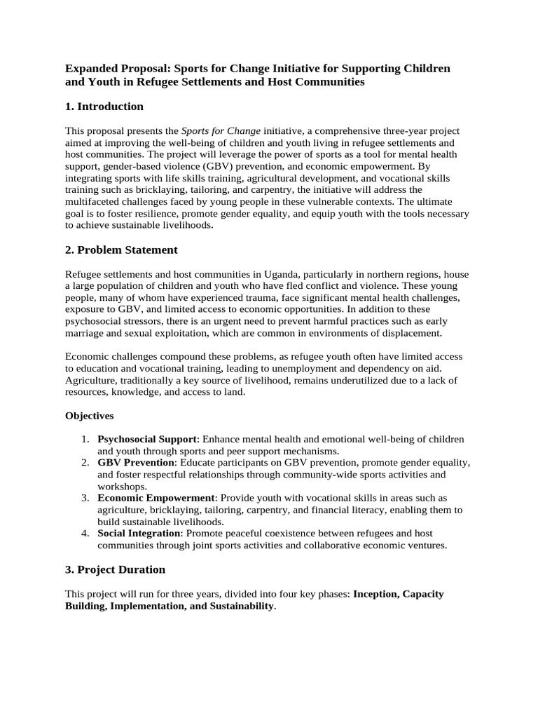 Sports For Change Proposal | PDF | Mentorship | Agriculture Sports For Change Proposal | PDF | Mentorship | Agriculture