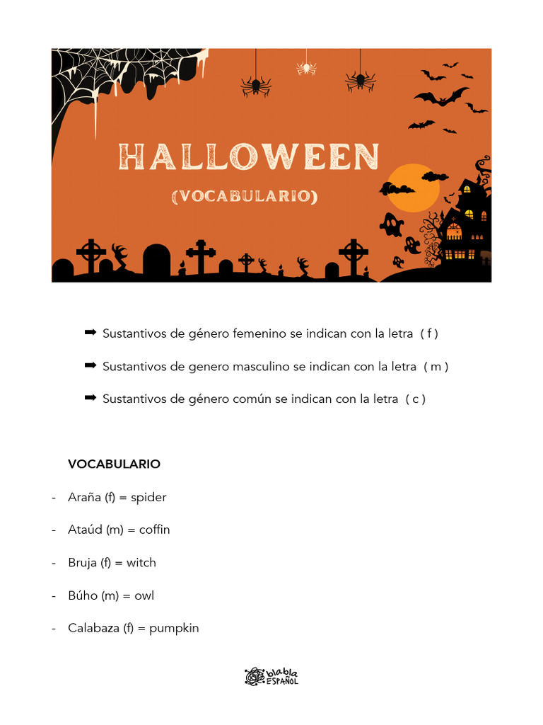 Vocabulario de Halloween | PDF