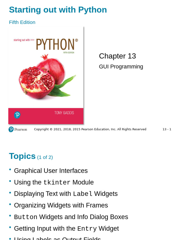 13 Gaddis Python Lecture PPT Ch13 | PDF | Graphical User Interfaces | Button (Computing)