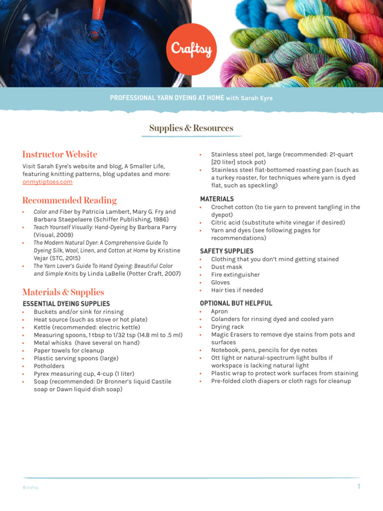 Professional Yarn Dyeing at Home Eyre Craftsy v1 | PDF | Yarn | Dyeing