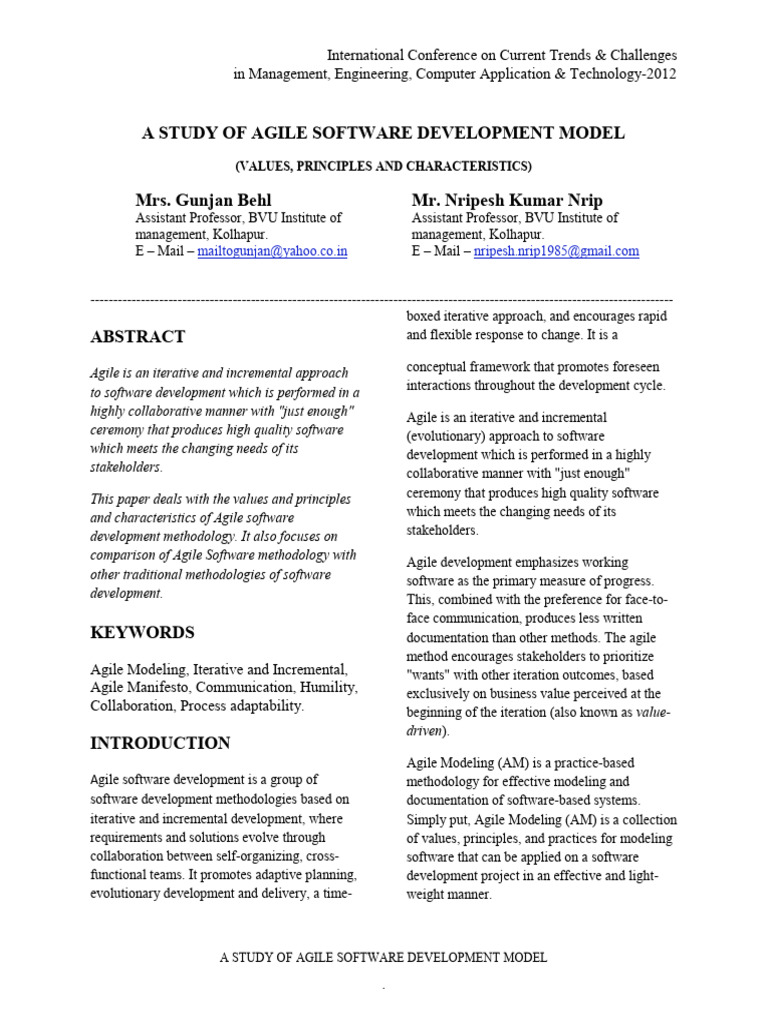 A Study of Agile Software Development Model - G.Behl - N.Nrip-2012 | PDF | Agile Software ...