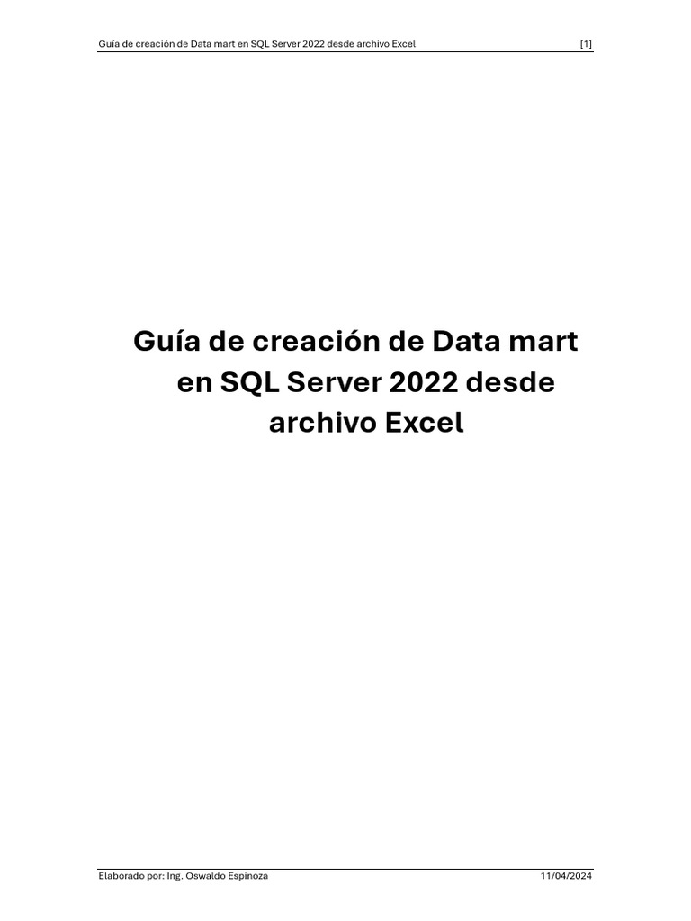 Guía de Creación de Data Mart en SQL Server 2022 Desde Archivo Excel | PDF | Servidor SQL de ...