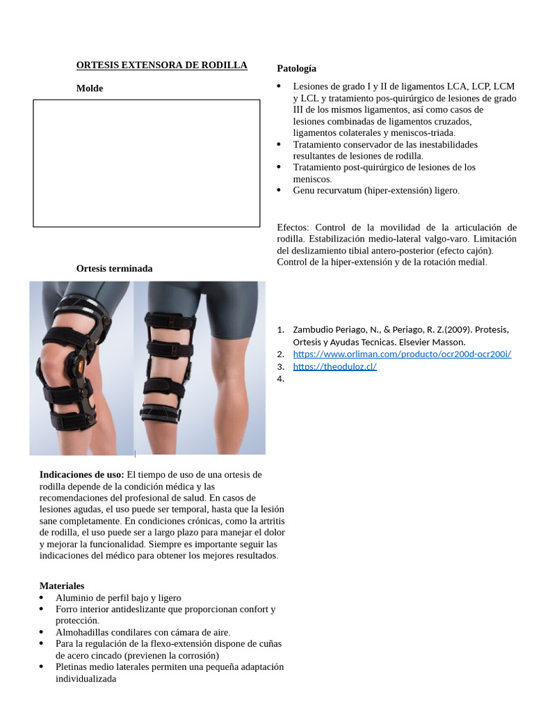 Ortesis Extensora de Rodilla | PDF | Rodilla | Articulaciones