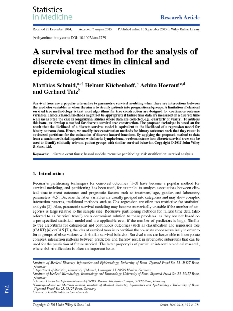 A Survival Tree Method For The Analysis of | PDF | Dependent And ...