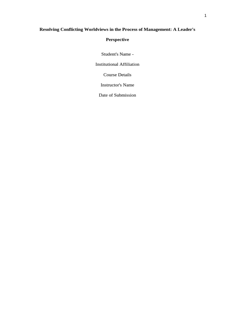 As A Leader, How Should We Resolve Conflicting Word Views in The ...