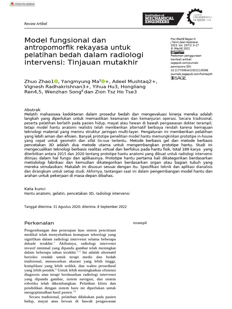 Model Fungsional Dan Antropomorfik Rekayasa Untuk Pelatihan Bedah Dalam ...