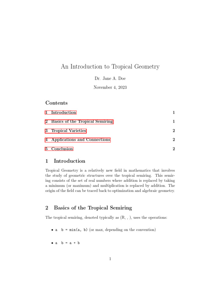 Introduction to Tropical Geometry | PDF