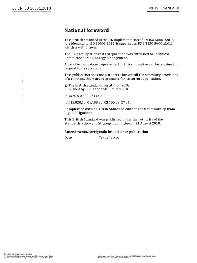 Iso 50001 2018 Standard | PDF | Copyright | License