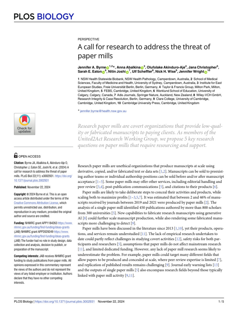 Journal Pbio 3002931 | PDF | Translations | Inquiry