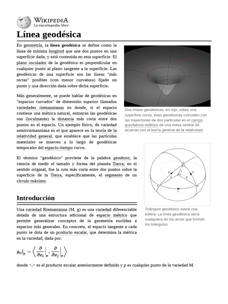 Línea Geodésica | PDF | Geometría | Física Matemática