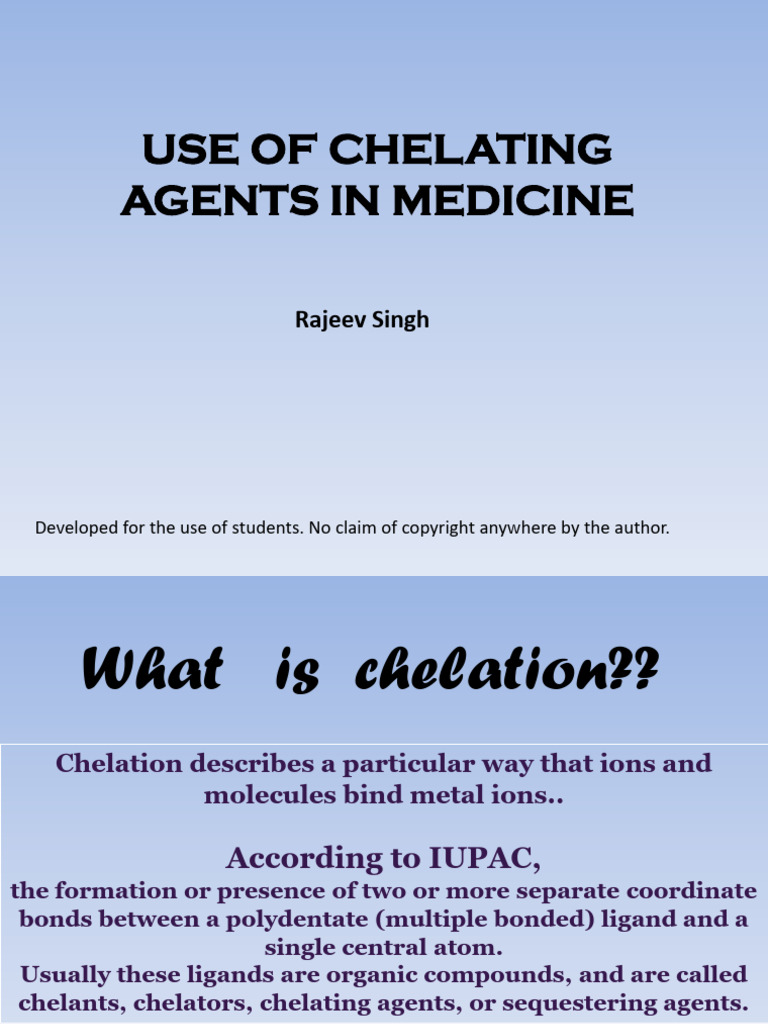 Use of Chelating Agents in Medicine | PDF | Chelation ...