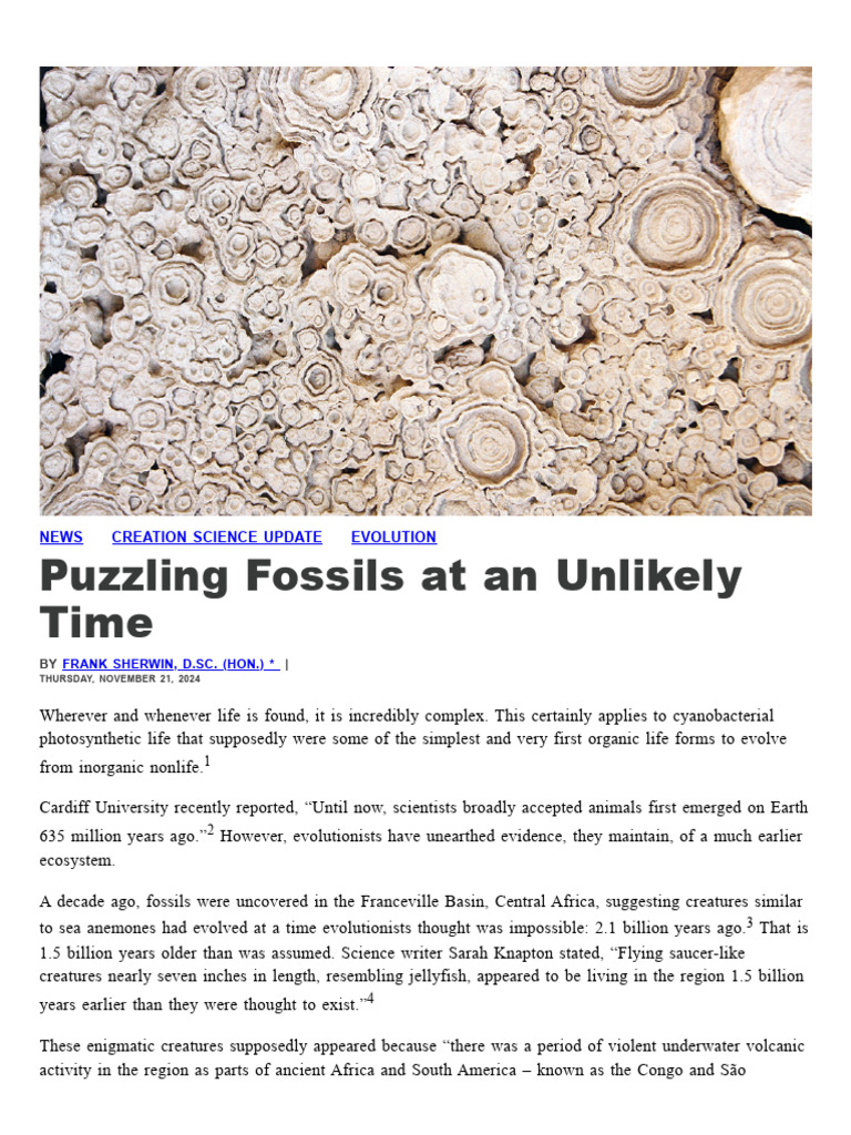 Puzzling Fossils at An Unlikely Time - The Institute For Creation Research | PDF | Evolution ...