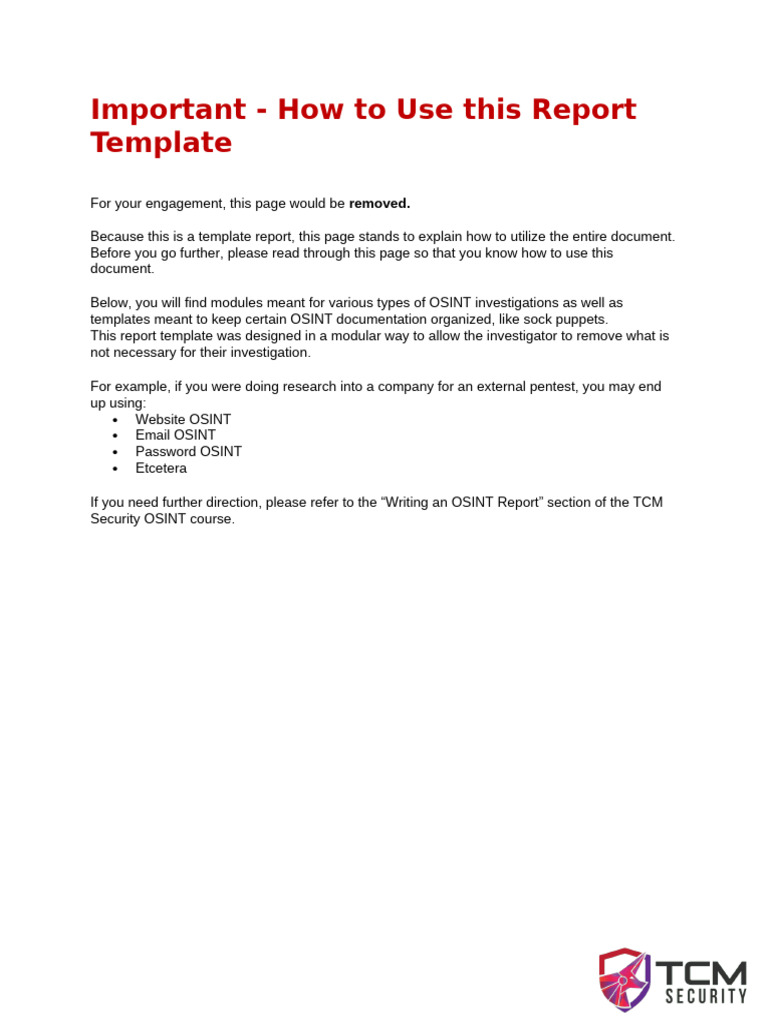 OSINT - Template Report | PDF | Malware | Security