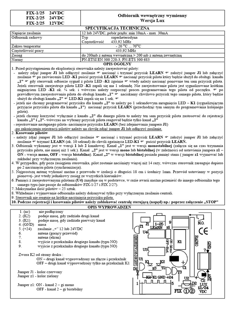 FAAC System Radiowy FIX | PDF