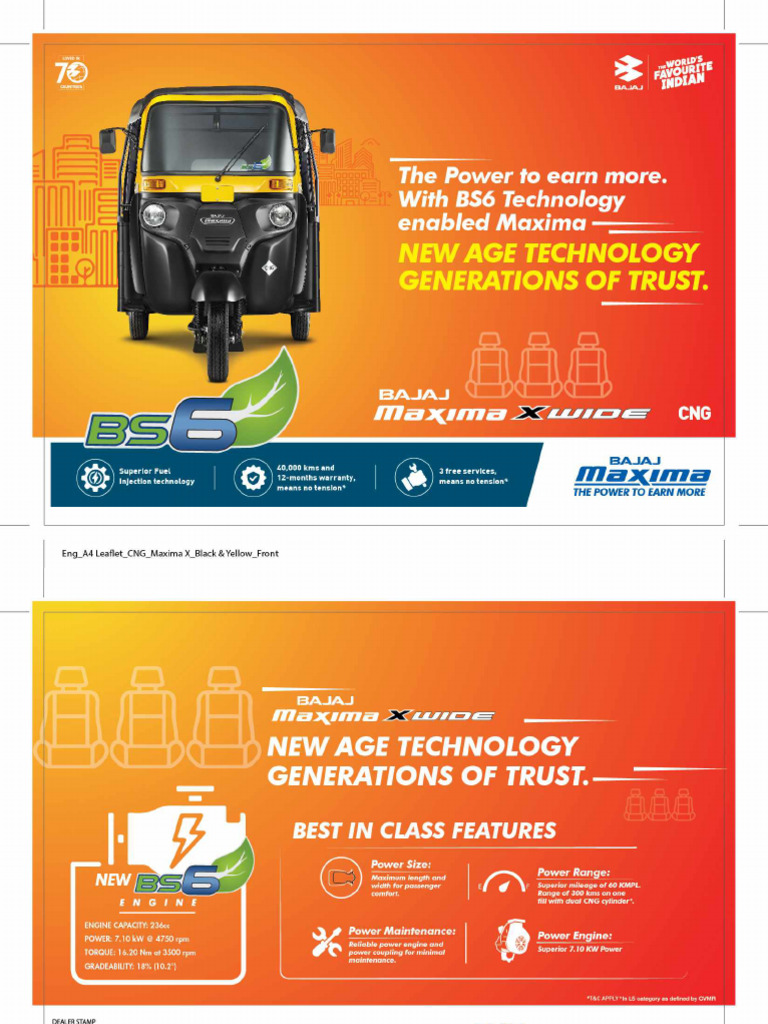 Bajaj Maxima X Wide Brochure | PDF