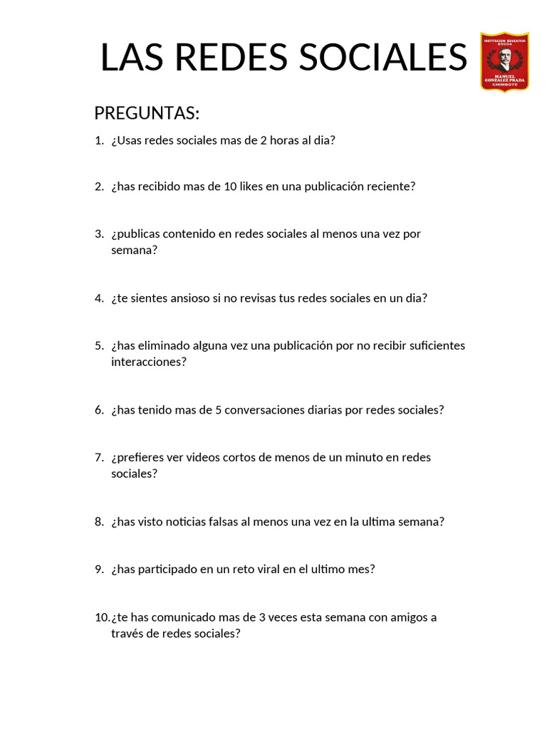 Encuesta sobre Uso de Redes Sociales | PDF
