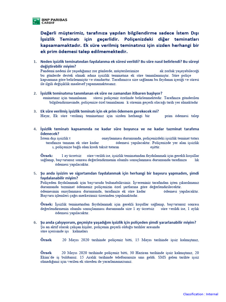 İstemdışı İşsizlik Teminatı Sık Sorulan Sorular - 2020 | PDF