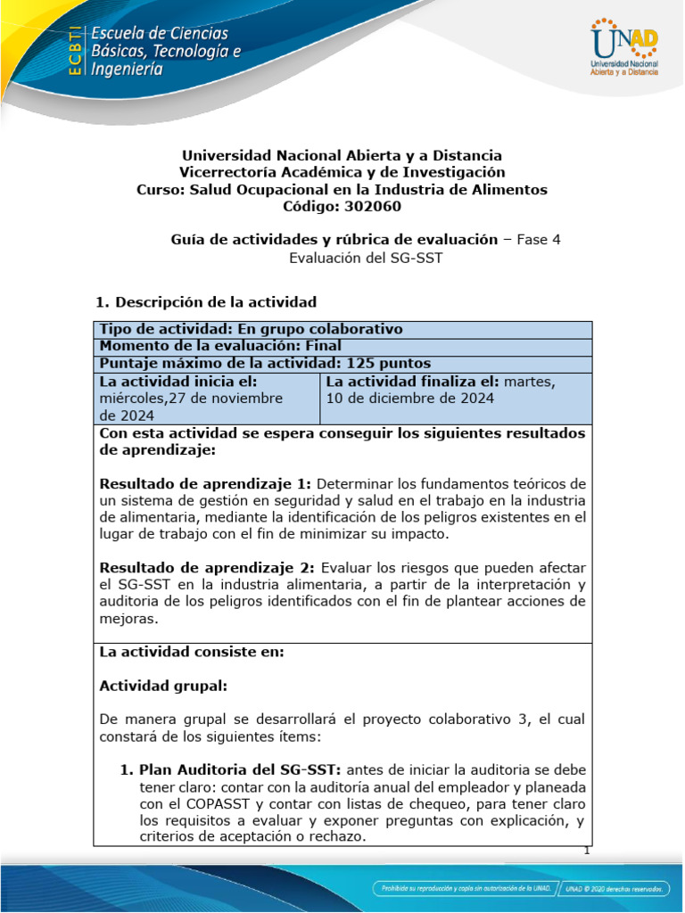 Evaluación del SG-SST en Alimentos | PDF | Auditoría | Evaluación