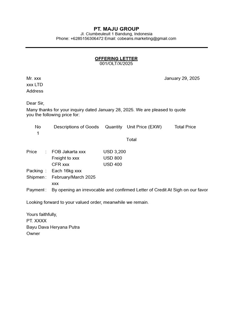 Offering Letter | PDF