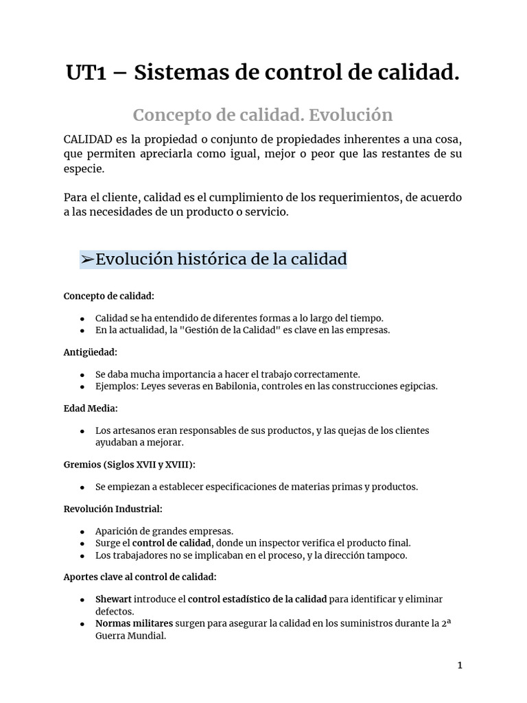 Evolución del Control de Calidad | PDF | Calidad (comercial) | Calibración