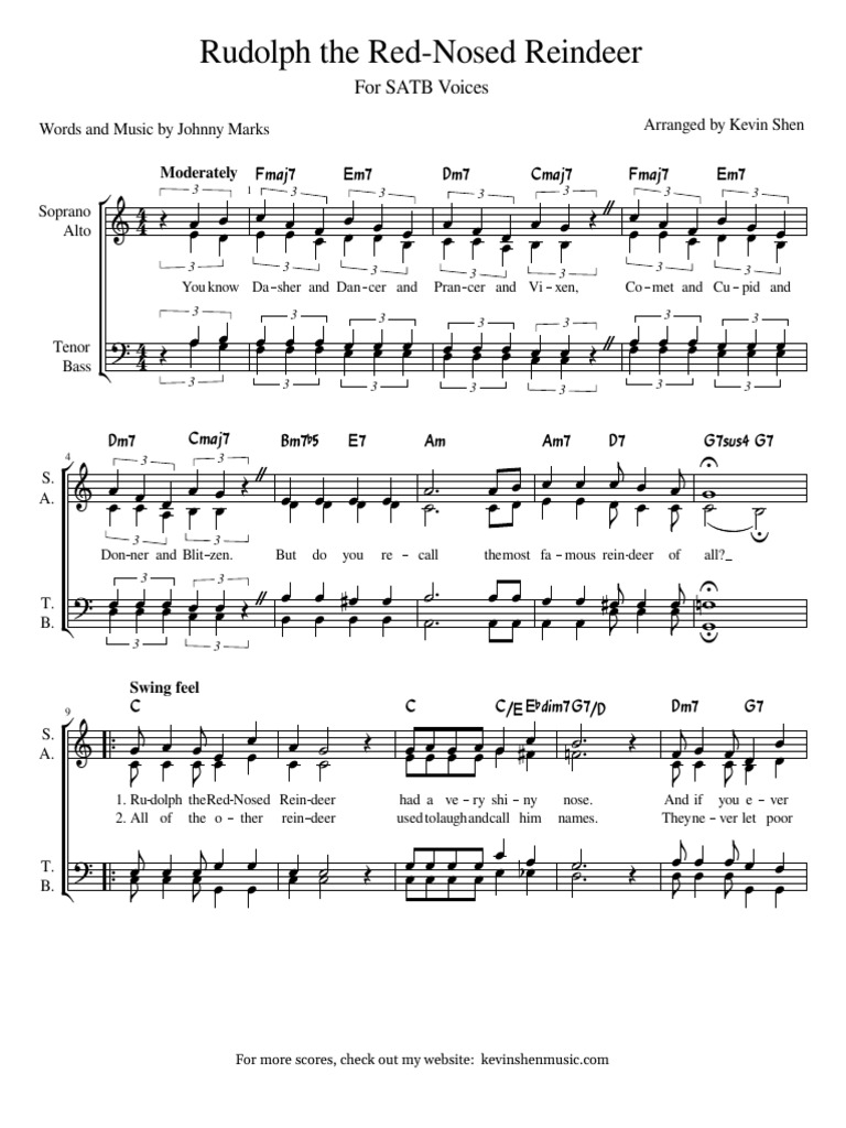 SATB Arrangement of Rudolph | PDF | Musical Compositions | Pitch (Music)