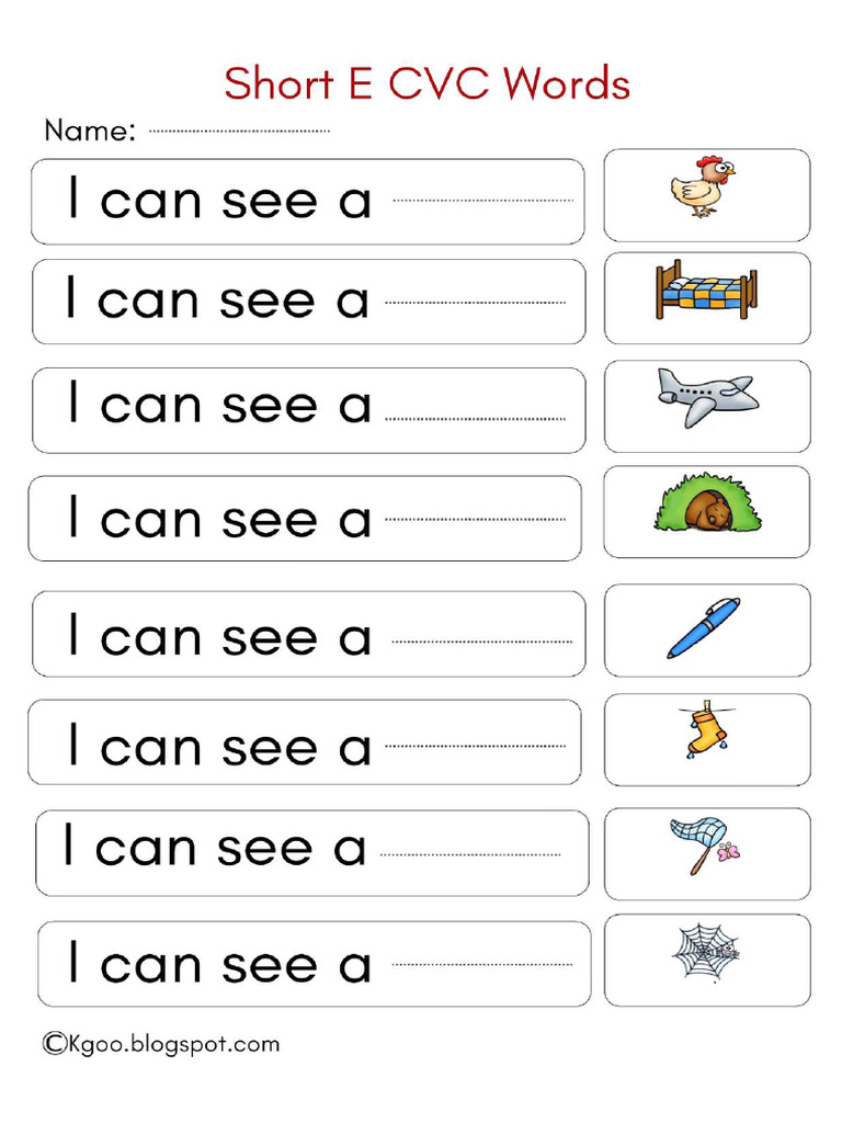 0d01 - Short - E - CVC - Words | PDF