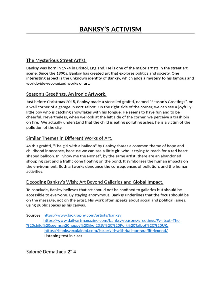 Banksy's Activism | PDF