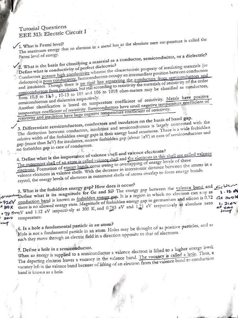 EEE 313 Tutorial Questions | PDF