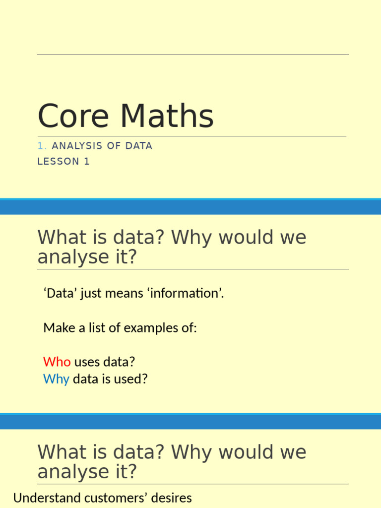 Understanding Data Analysis in Core Maths | PDF | Data
