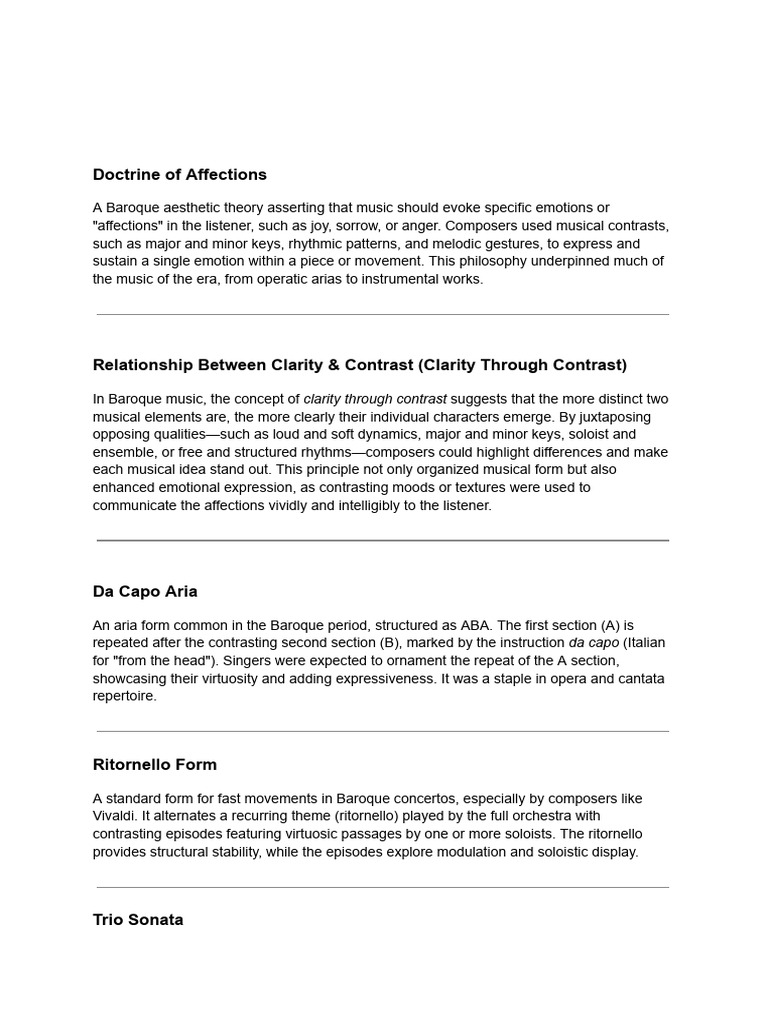 Definitive Baroque Definitions | PDF | Aria | Baroque Music