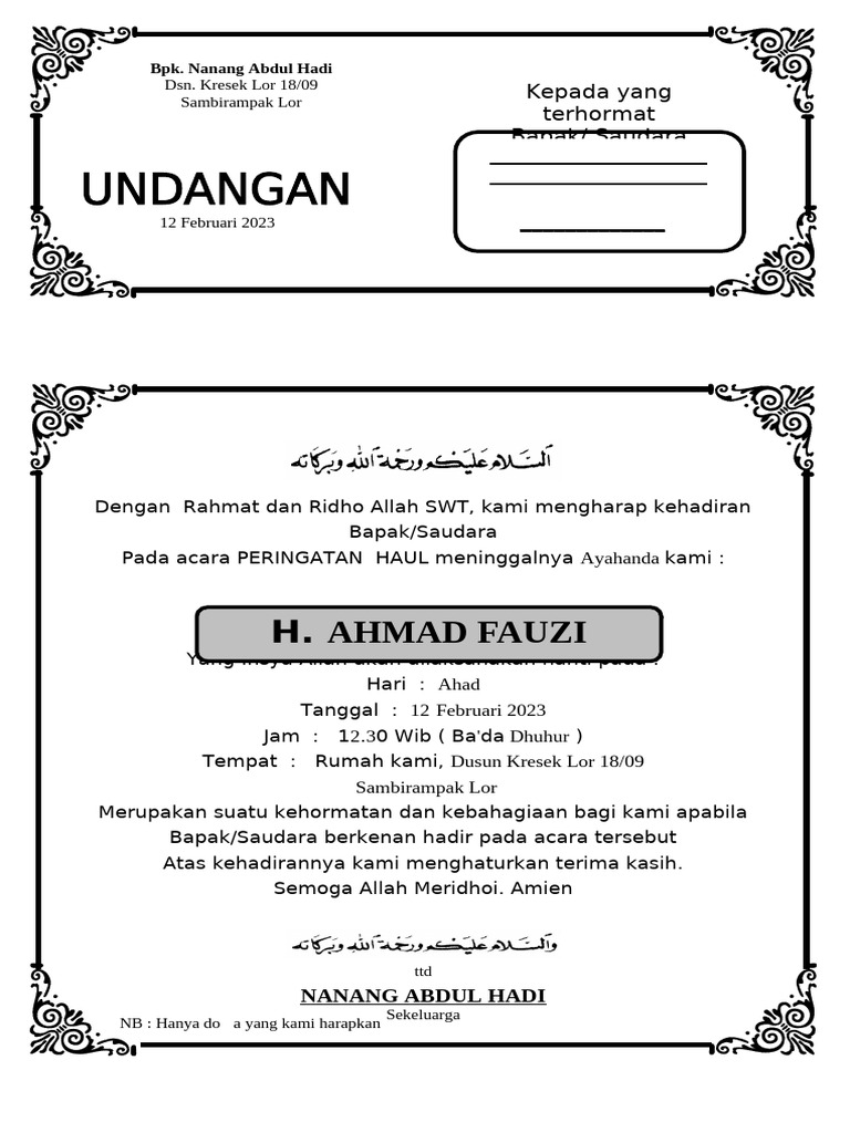 Undangan Haul | PDF