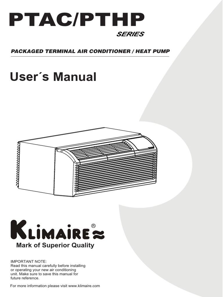 Klimaire Ptac-Pthp KC Series - Users Manual 1 | PDF | Thermostat | Air ...