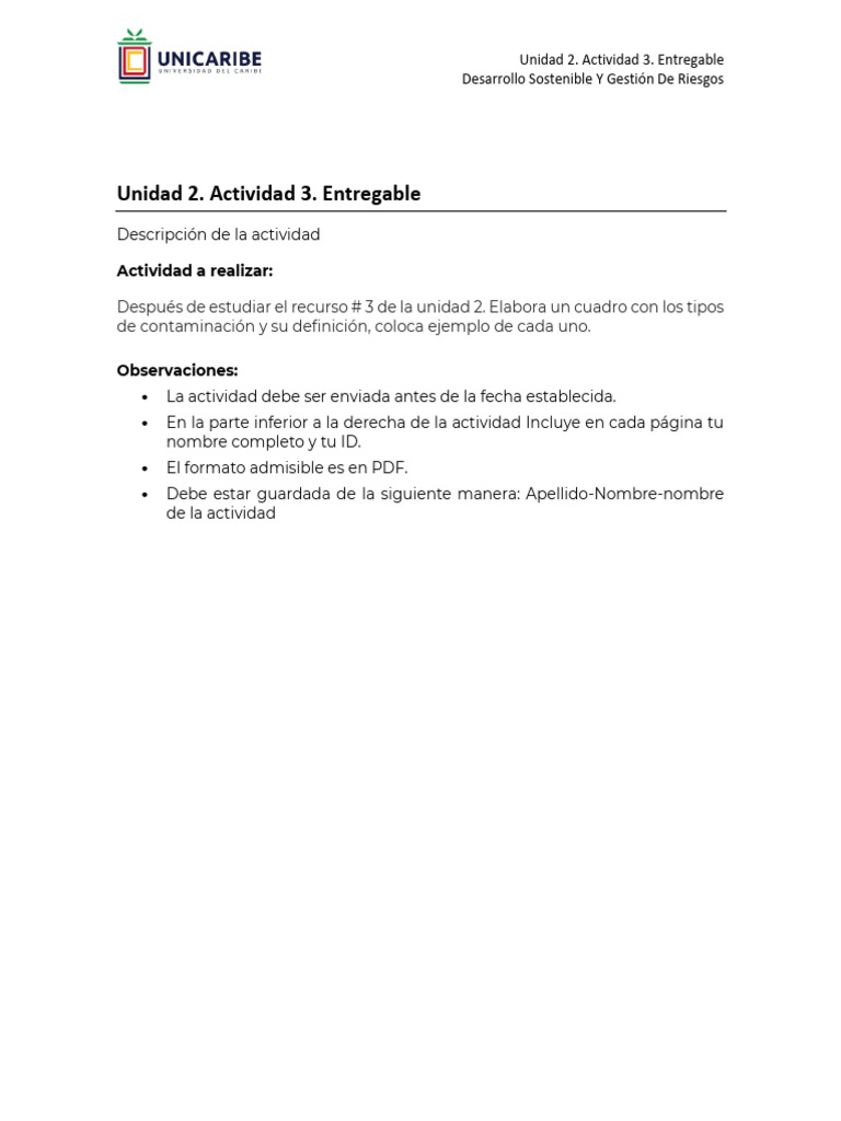 Unidad 2. Actividad 3. Entregable. Elaborar Cuadro | PDF