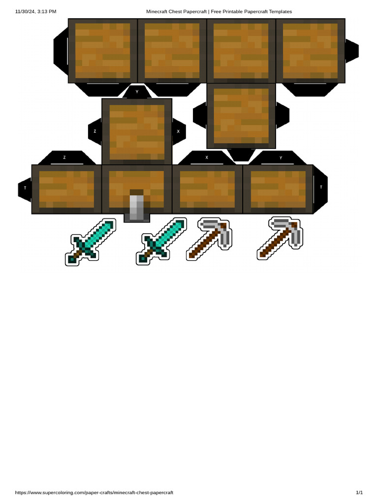 Minecraft Chest Papercraft - Free Printable Papercraft Templates | PDF