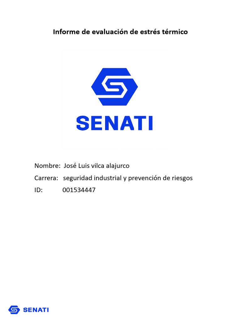 Informe de Evaluación de Estrés Térmico - JOSE VILCA PRINCIPAL | PDF ...