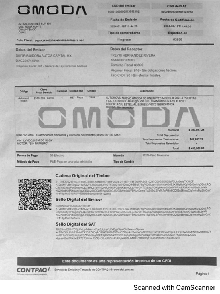 Factura Omoda Blanco Y Negro Pdf