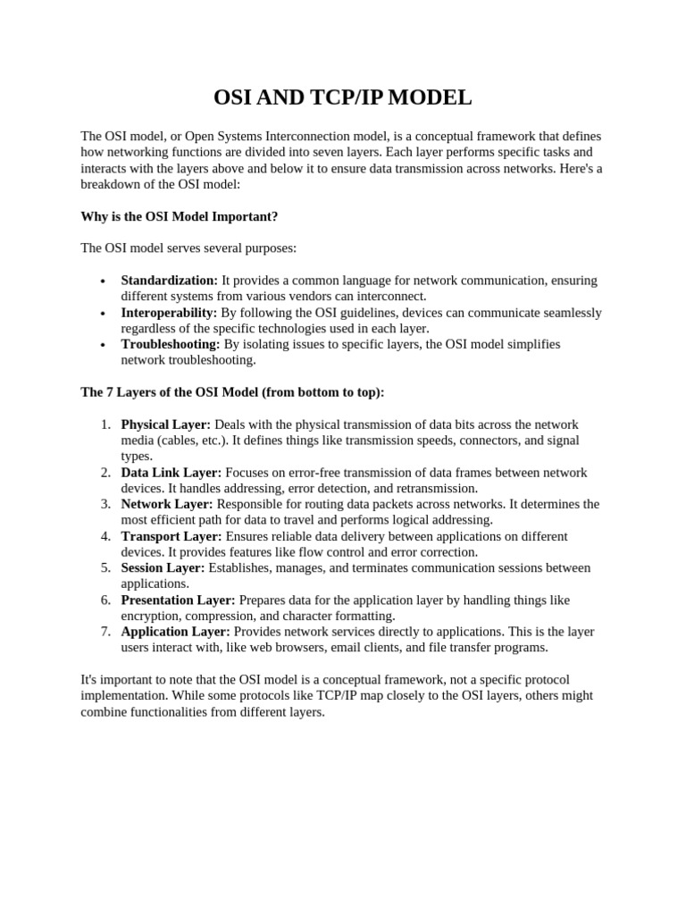 Osi and TCP | PDF | Osi Model | Computer Network