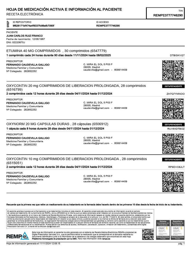 Hoja de Medicación Activa E Información Al Paciente: Receta Electrónica ...