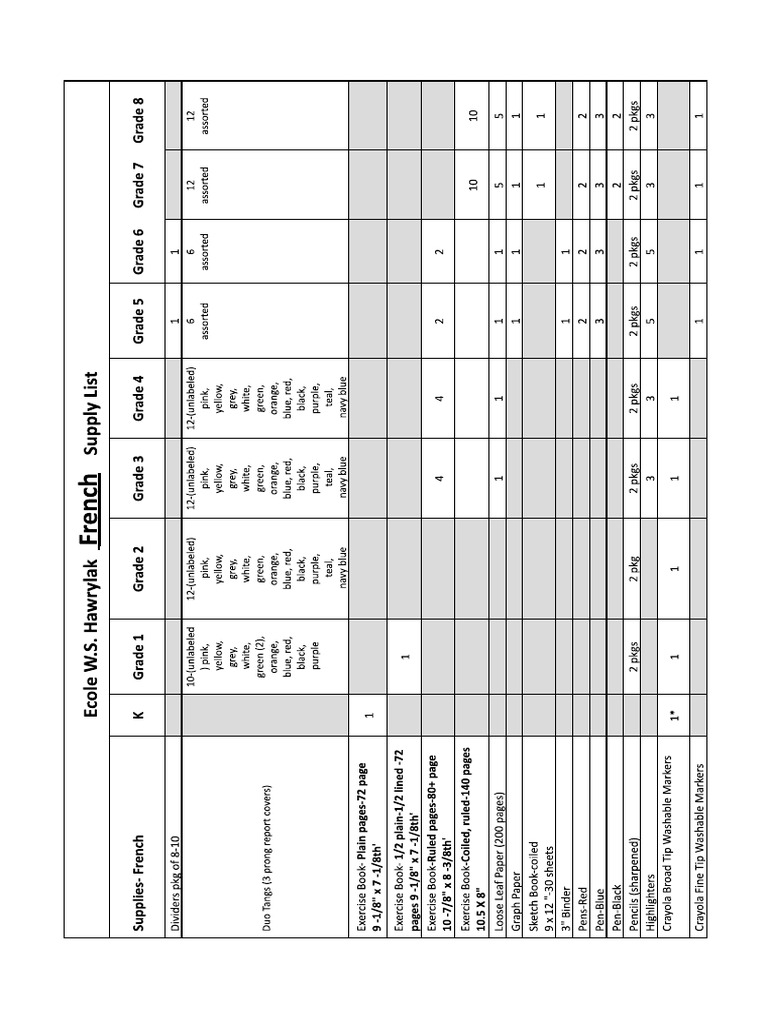 School French Supply List | PDF