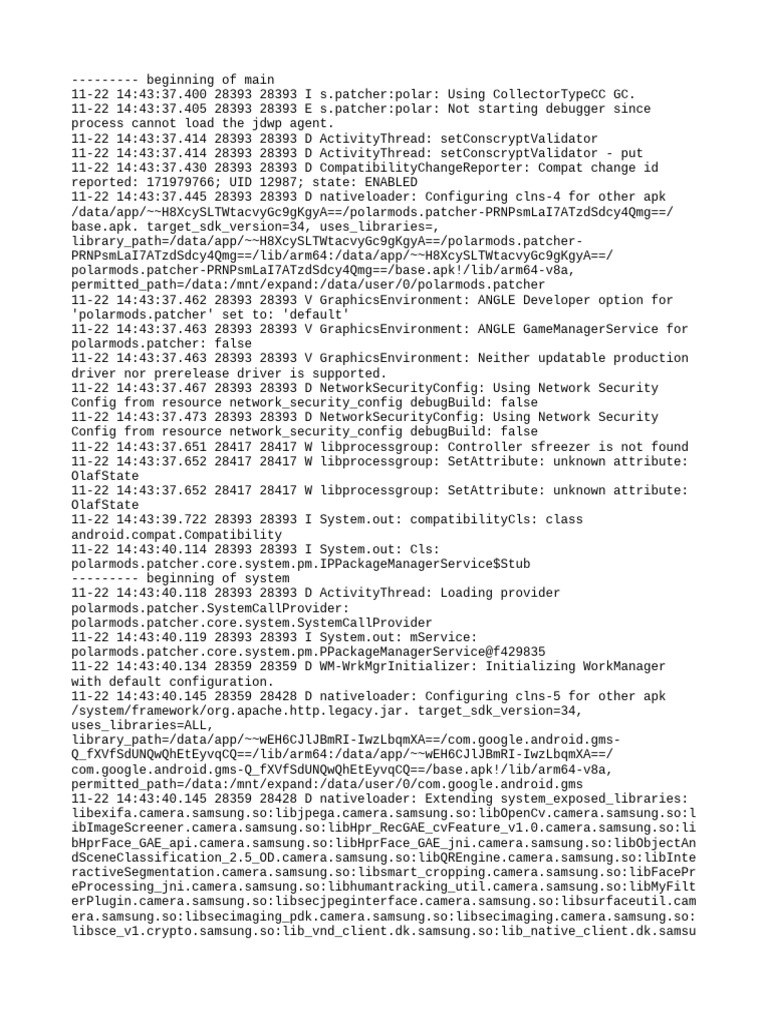 Polarmods - Patcher Logcat | PDF | Computing Platforms | Software Engineering
