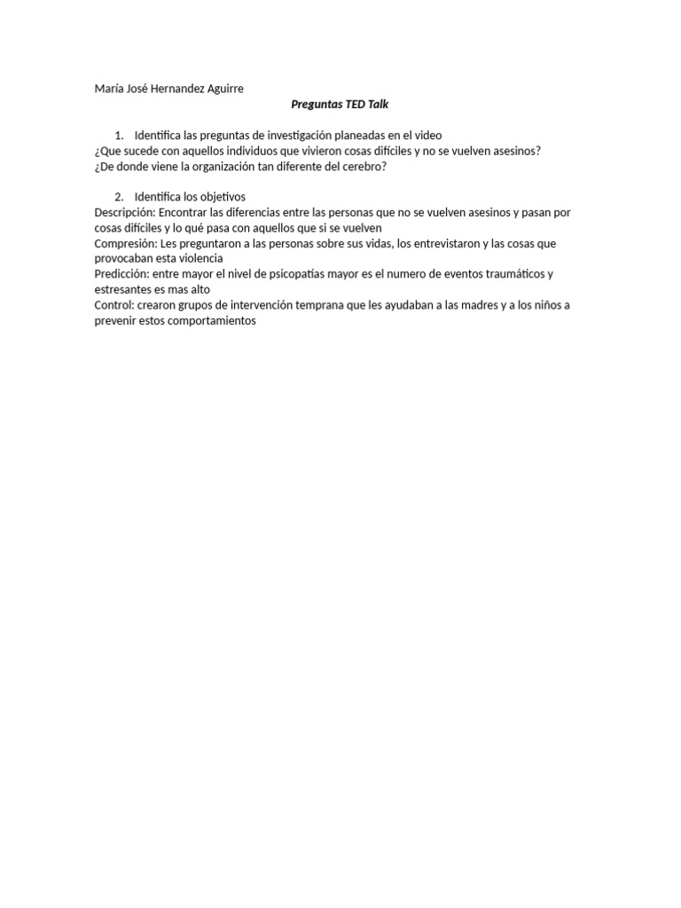Preguntas TED Talk | PDF