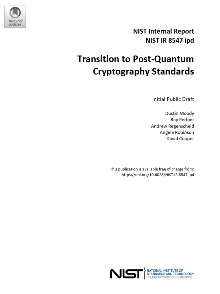 NIST IR 8547 Initial Public Draft, Transition To Post-Quantum Cryptography Standards | PDF ...
