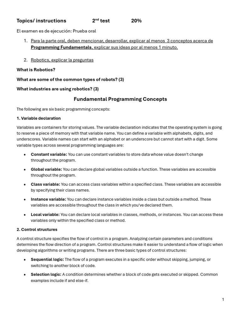 Topics - Ii Exam Cyber | PDF | Class (Computer Programming) | Robotics